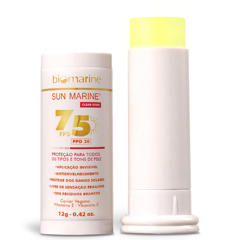 Protetor Solar Bastão Incolor Clear Stick FPS 75 - 12g – Biomarine