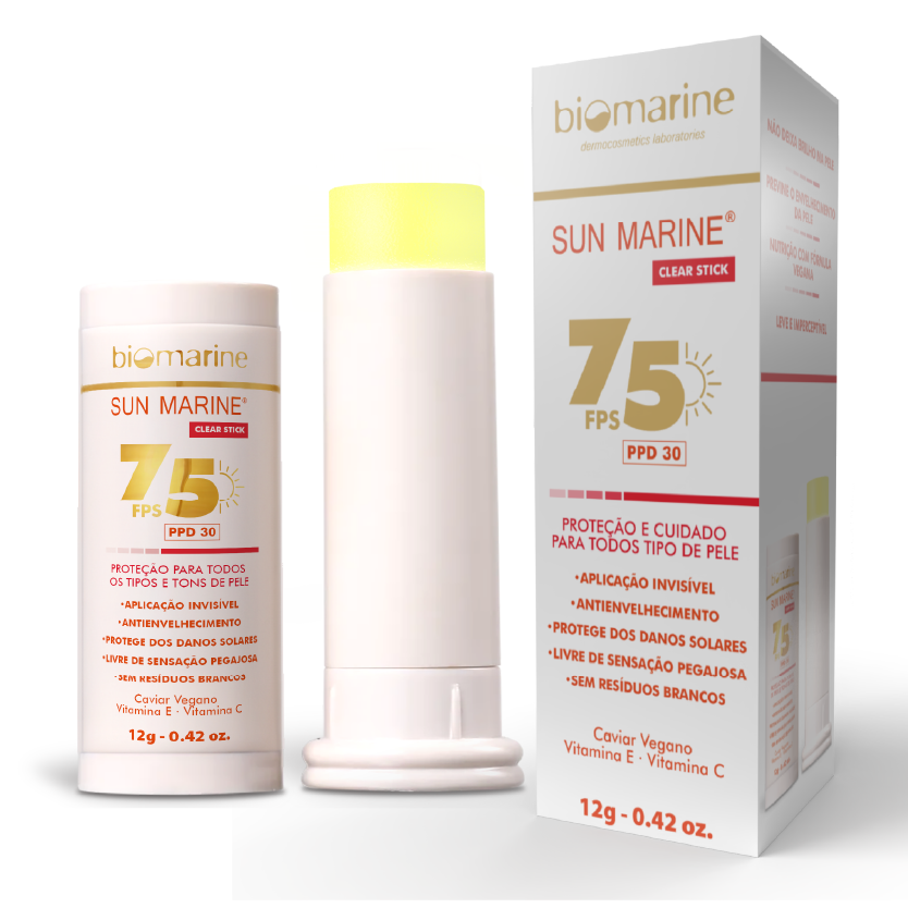 Protetor Solar Bastão Incolor Clear Stick FPS 75 - 12g – Biomarine